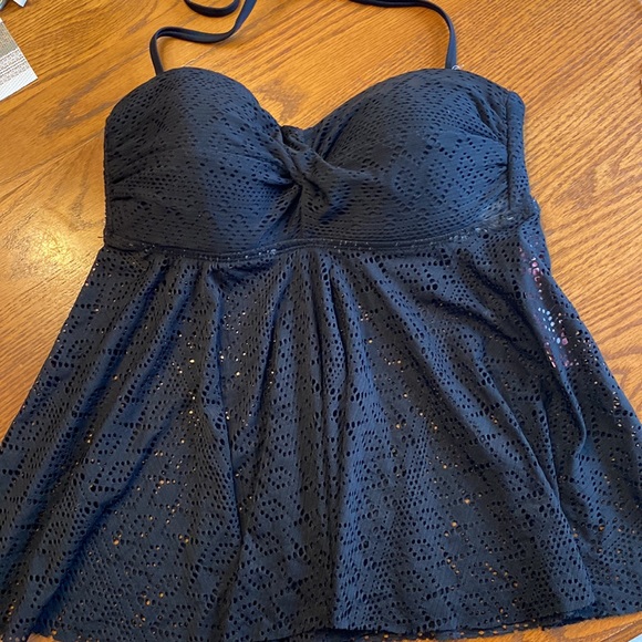 Merona | Swim | Merino Black Lace Tankini Top With Optional Neck Strap ...